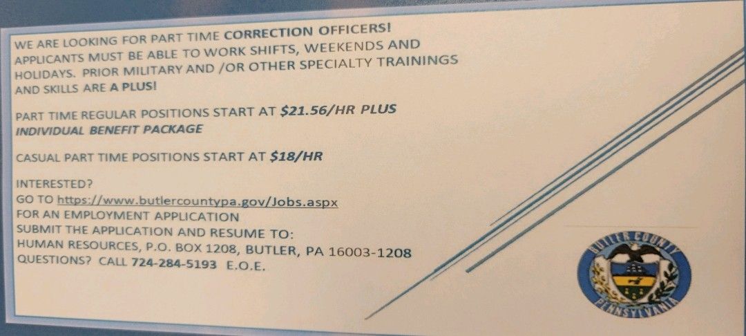Joe DeMore, CJM on LinkedIn: Butler County Prison is hiring. We have ... Joe DeMore, CJM on LinkedIn: Butler County Prison is hiring. We have ...