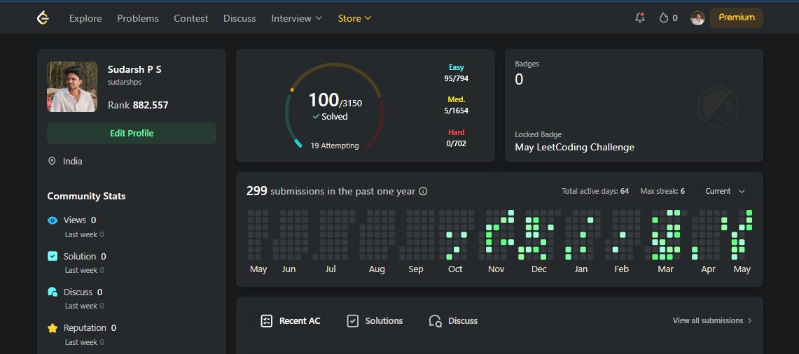 Sudarsh PS on LinkedIn: #leetcode #codingchallenge #codingmilestone Sudarsh PS on LinkedIn: #leetcode #codingchallenge #codingmilestone