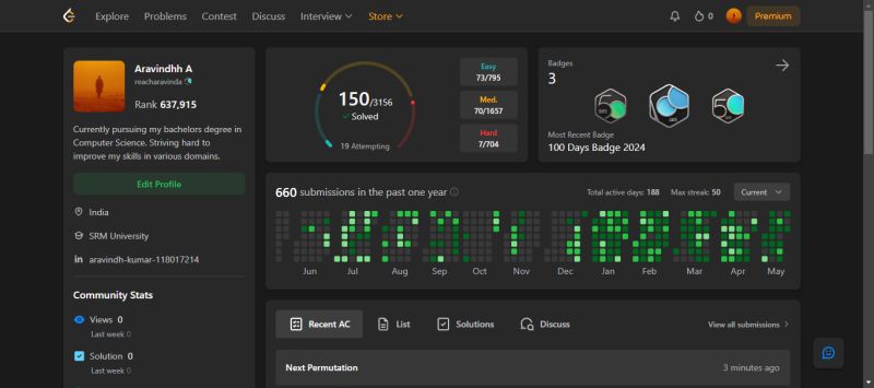 Aravindh Kumar on LinkedIn: Completed 150 problems on LeetCode! 🚀 ... Aravindh Kumar on LinkedIn: Completed 150 problems on LeetCode! 🚀 ...