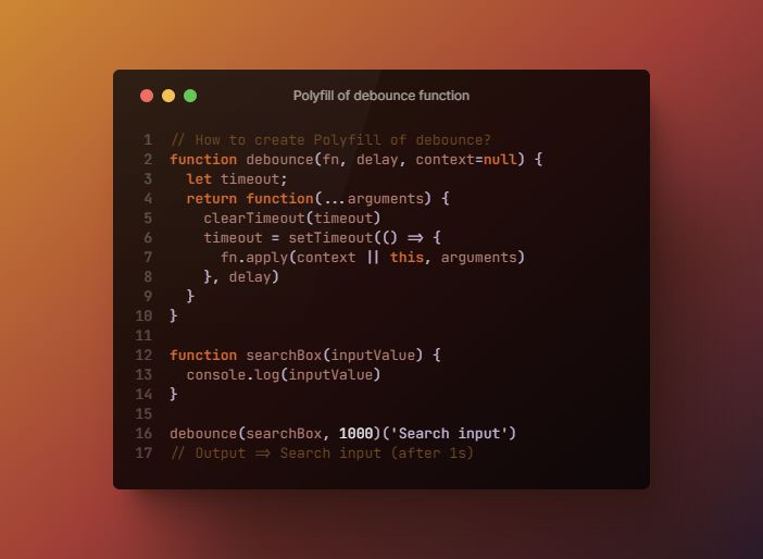 Muhammad Fahmeed Qayyum on LinkedIn: #javascript #debouncepolyfill # ... Muhammad Fahmeed Qayyum on LinkedIn: #javascript #debouncepolyfill # ...