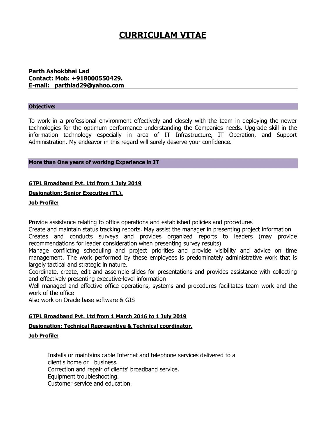 Parth Lad on LinkedIn: Dear Team, Here my CV Parth Lad on LinkedIn: Dear Team, Here my CV