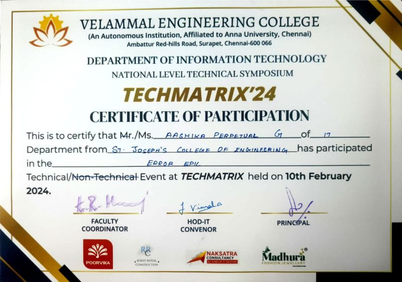 Aashika Perpetual G on LinkedIn: #symposium #certificate # ... Aashika Perpetual G on LinkedIn: #symposium #certificate # ...