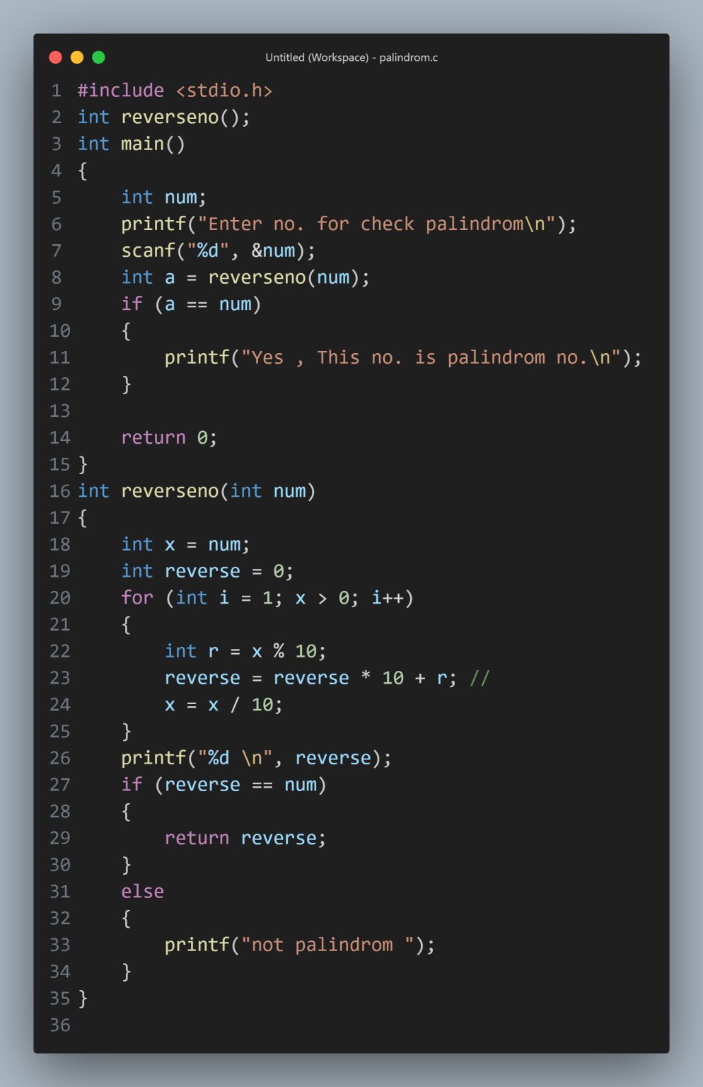 Antima Kumawat on LinkedIn: #cprogramming #coding #palindrome # ... Antima Kumawat on LinkedIn: #cprogramming #coding #palindrome # ...