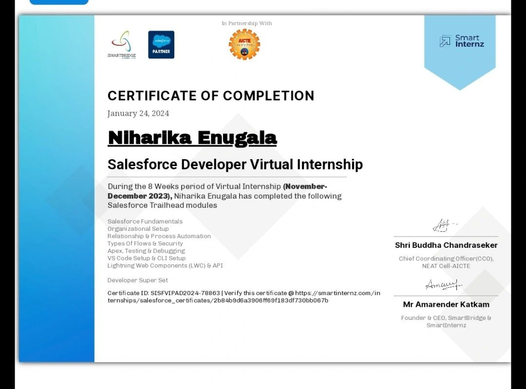 niharika enugala on LinkedIn: #salesforce #smartinternz niharika enugala on LinkedIn: #salesforce #smartinternz
