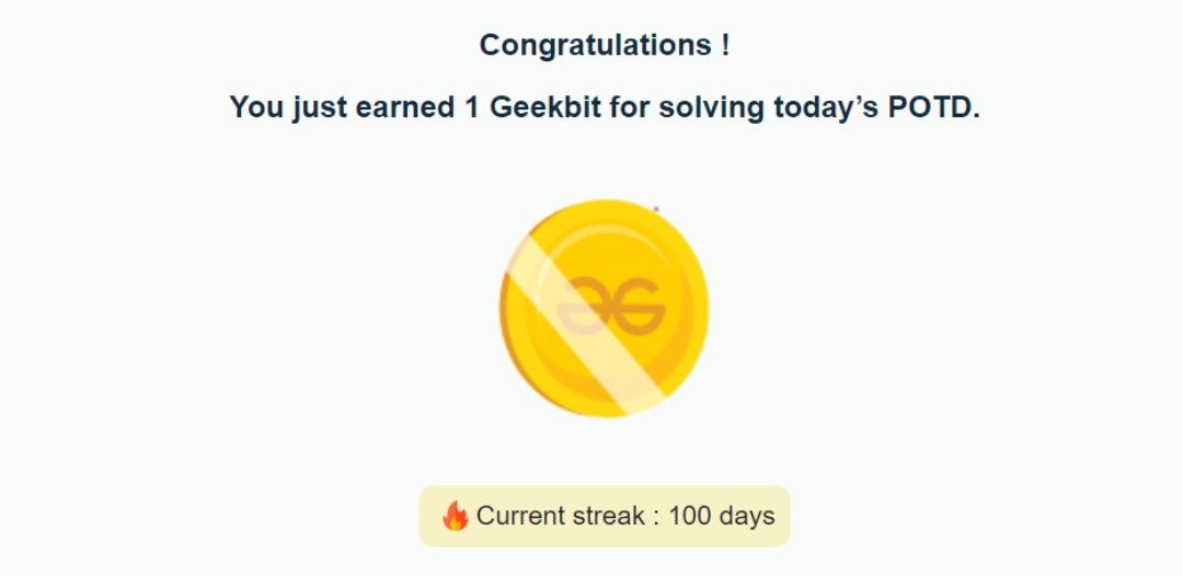 Completed 100 days of coding with GeeksforGeeks | Nani Prabhakar posted ... Completed 100 days of coding with GeeksforGeeks | Nani Prabhakar posted ...