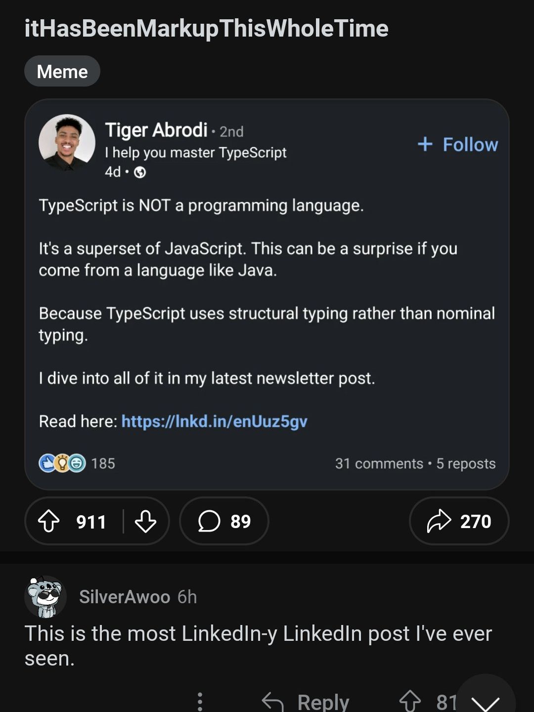 Tiger Abrodi on LinkedIn: Reddit found me 🤣 😆 Tiger Abrodi on LinkedIn: Reddit found me 🤣 😆