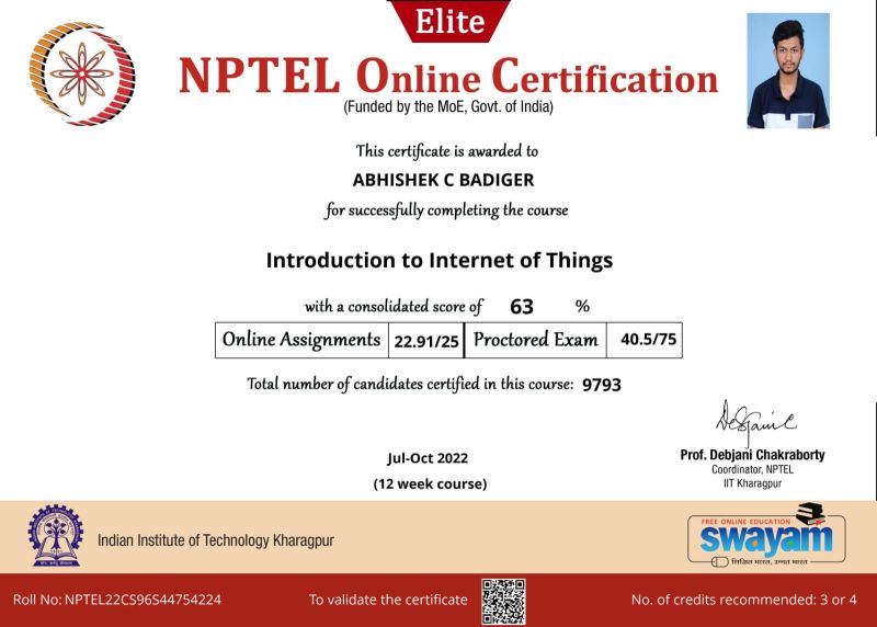 Abhishek Badiger on LinkedIn: #iot #nptelcertification #innovation Abhishek Badiger on LinkedIn: #iot #nptelcertification #innovation