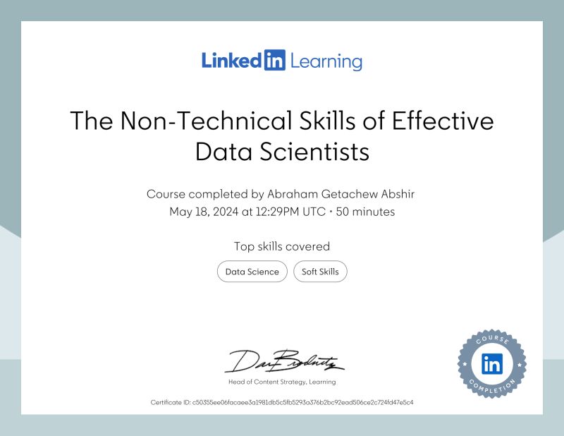 Abraham Getachew Abshir on LinkedIn: Certificate of Completion Abraham Getachew Abshir on LinkedIn: Certificate of Completion