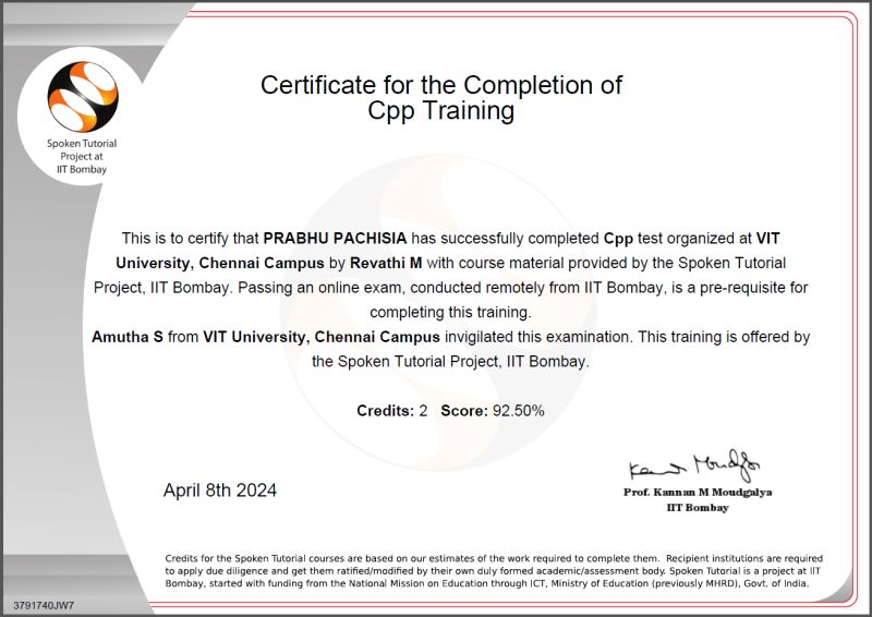 Prabhu Pachisia on LinkedIn: #cplusplus #certification #iitbombay # ... Prabhu Pachisia on LinkedIn: #cplusplus #certification #iitbombay # ...