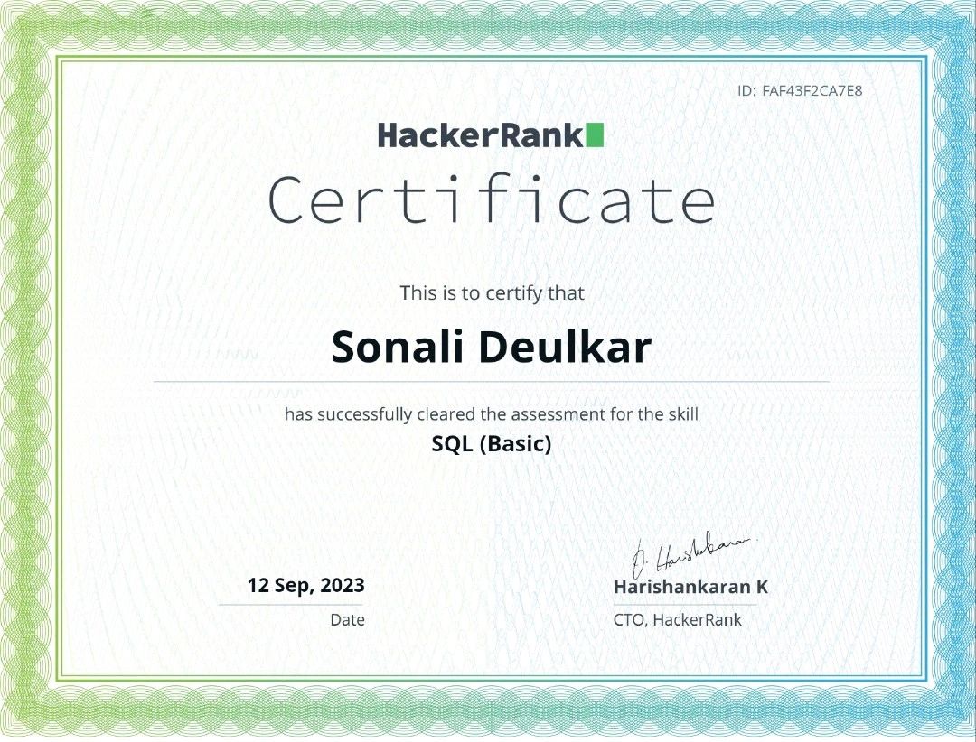 Sonali Deulkar on LinkedIn: I’m happy to share that I’ve obtained a new ... Sonali Deulkar on LinkedIn: I’m happy to share that I’ve obtained a new ...