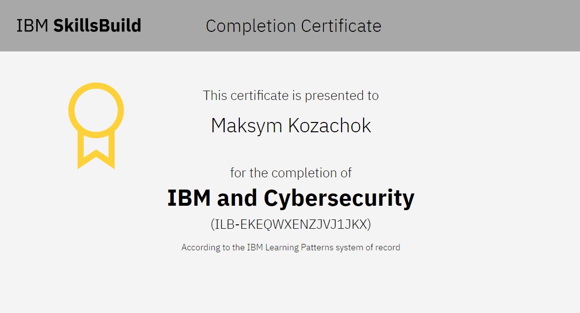 Maksym Kozachok on LinkedIn: #cybersecurity #ibm #continuouslearning # ... Maksym Kozachok on LinkedIn: #cybersecurity #ibm #continuouslearning # ...