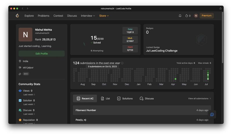 Nishul Mehta on LinkedIn: I’ve solved my first 15 questions on LeetCode ... Nishul Mehta on LinkedIn: I’ve solved my first 15 questions on LeetCode ...