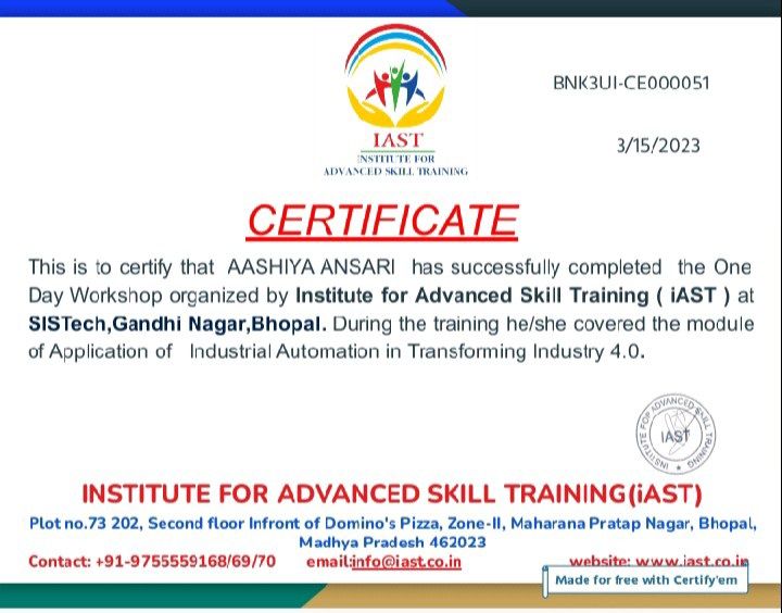 Aashiya Ansari on LinkedIn: I've successfully completed the workshop on ... Aashiya Ansari on LinkedIn: I've successfully completed the workshop on ...