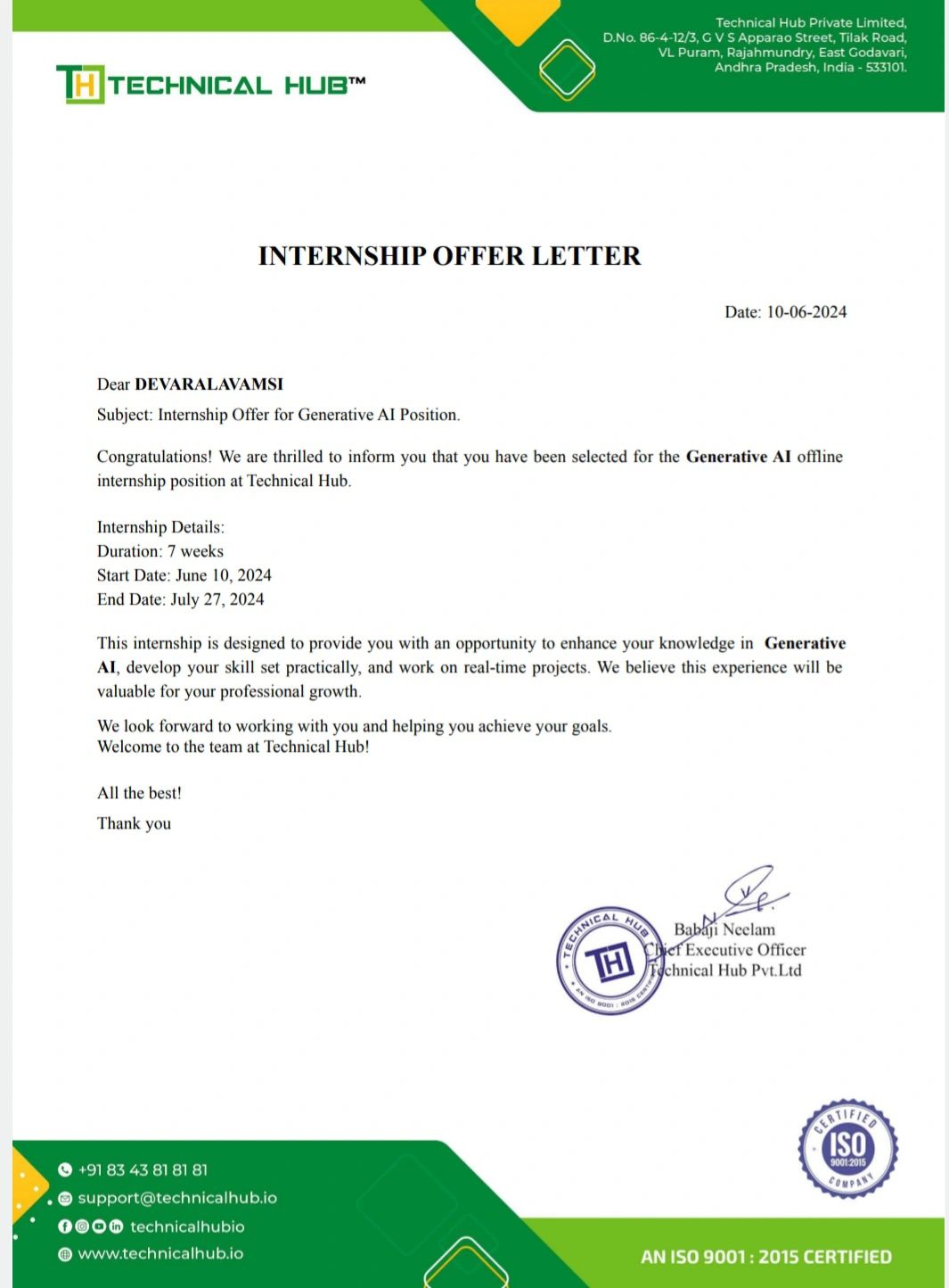 Vamsi Devarala on LinkedIn: #internship #tech #genai #gratitude # ... Vamsi Devarala on LinkedIn: #internship #tech #genai #gratitude # ...