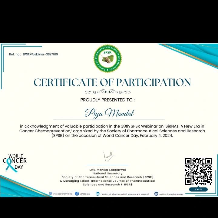 Piya Mondal on LinkedIn: Attended a webinar organised by society of ... Piya Mondal on LinkedIn: Attended a webinar organised by society of ...