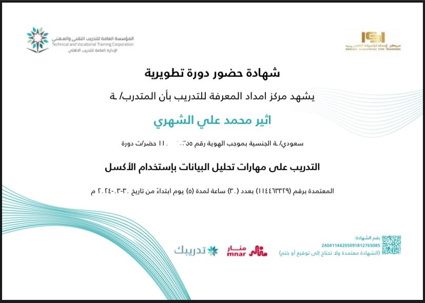 ATHEER ALSHEEHRI🇸🇦 on LinkedIn: The Excel data analysis skills training ... ATHEER ALSHEEHRI🇸🇦 on LinkedIn: The Excel data analysis skills training ...