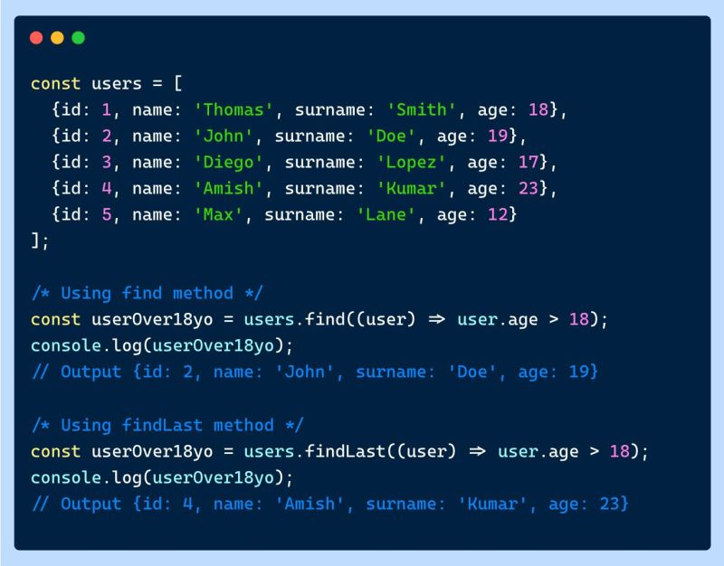 Anis SAFIA ️ on LinkedIn: 💡Javascript tip! Using find() and findLast ... Anis SAFIA ️ on LinkedIn: 💡Javascript tip! Using find() and findLast ...
