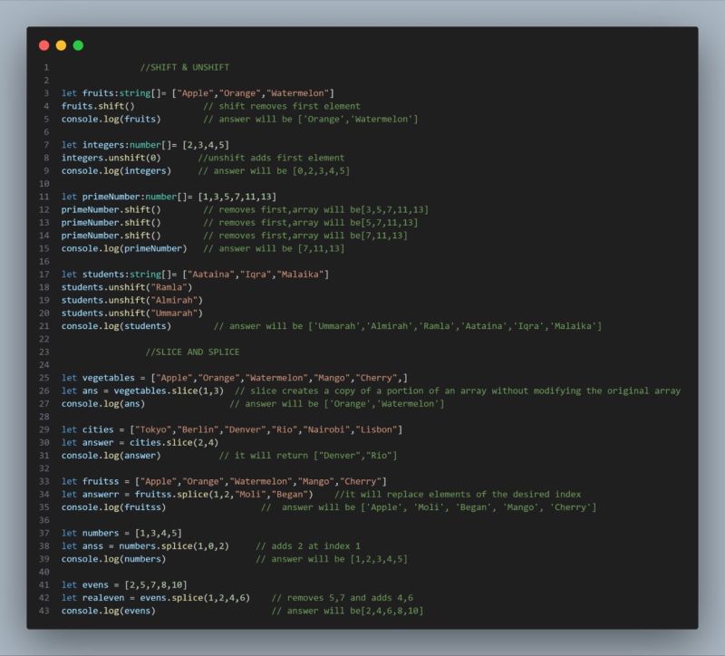 MARYAM KANWAL on LinkedIn: #typescript #arrays #shift #unshift #slice # ... MARYAM KANWAL on LinkedIn: #typescript #arrays #shift #unshift #slice # ...