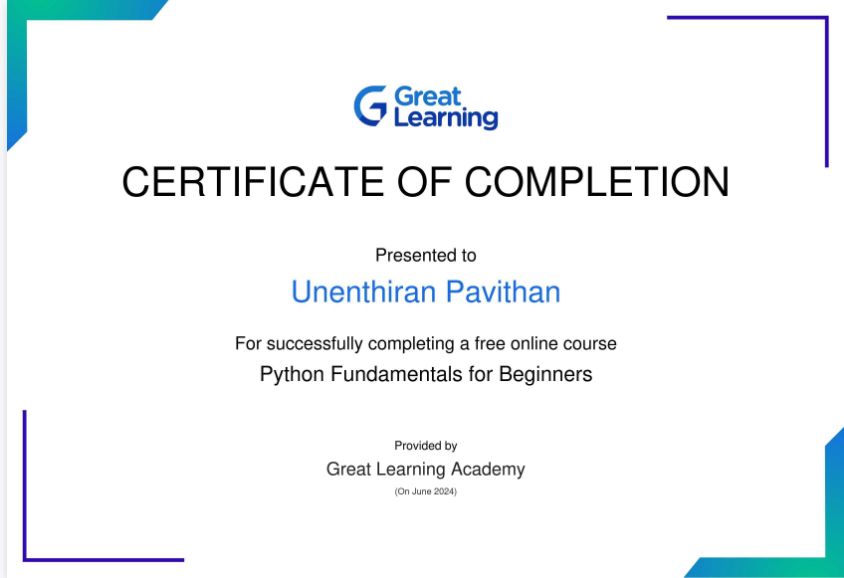 Pavithan Unenthiran on LinkedIn: #python #greatlearning Pavithan Unenthiran on LinkedIn: #python #greatlearning