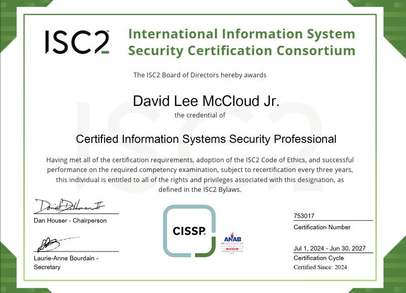 David McCloud, CISSP, PMP, MBA on LinkedIn: I am happy to say I am ... David McCloud, CISSP, PMP, MBA on LinkedIn: I am happy to say I am ...