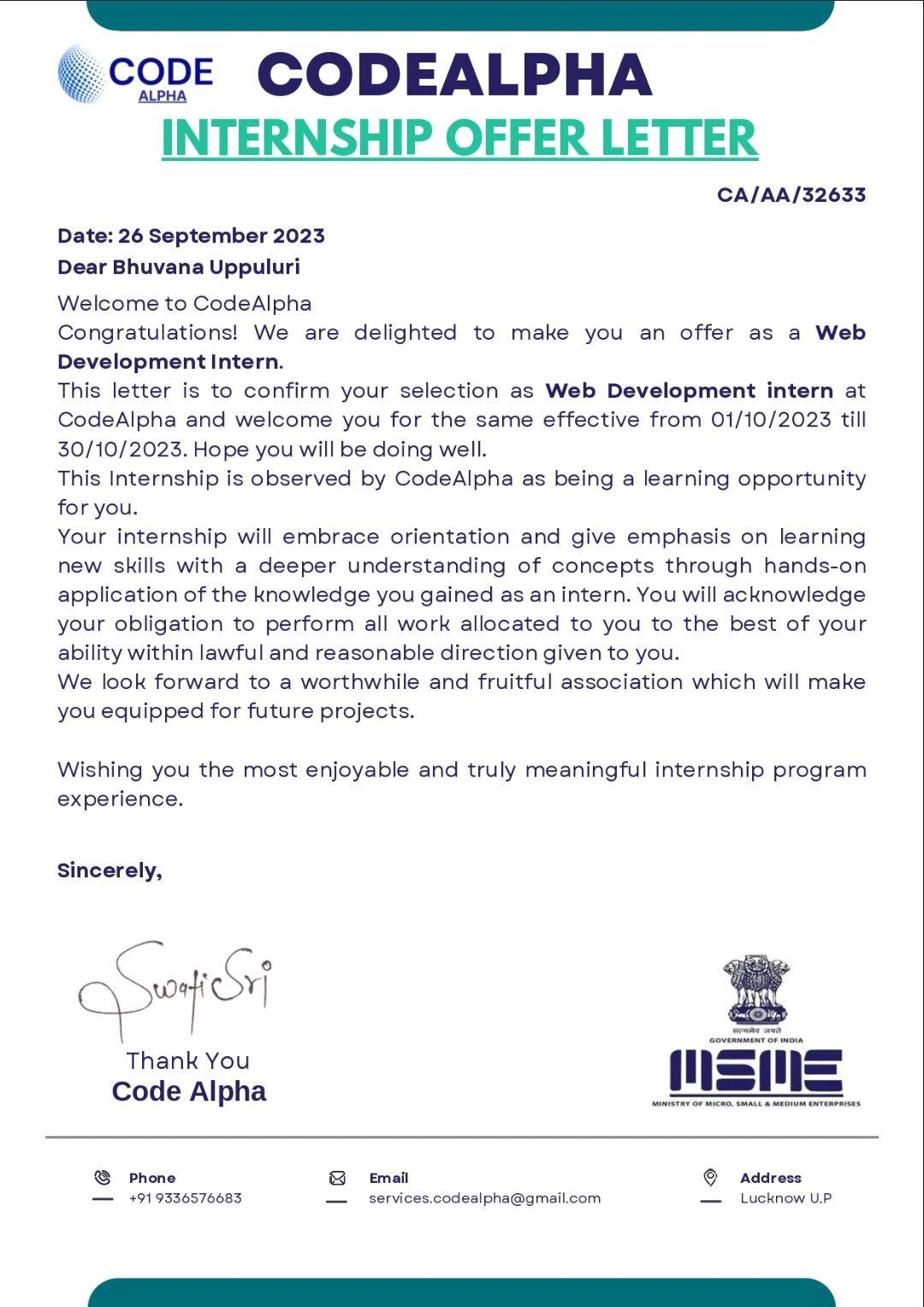 Bhuvana uppuluri on LinkedIn: #codealpha #webdevelopment #internship Bhuvana uppuluri on LinkedIn: #codealpha #webdevelopment #internship