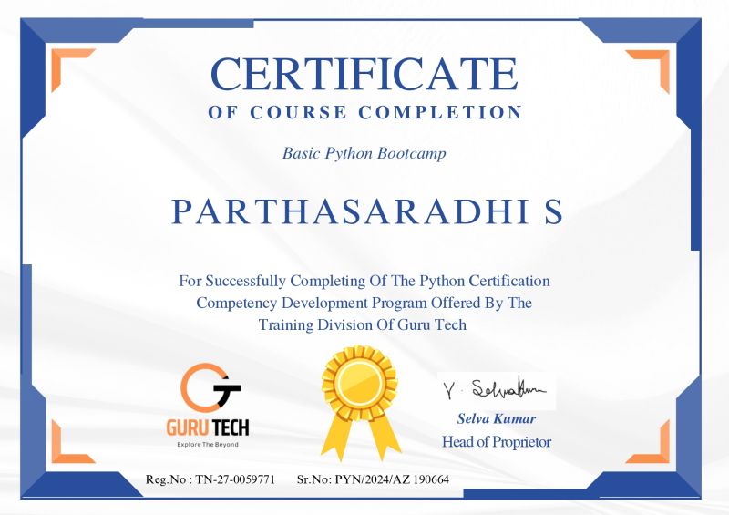 PARTHASARADHI S on LinkedIn: #pythoncertification #pythonprogramming # ... PARTHASARADHI S on LinkedIn: #pythoncertification #pythonprogramming # ...