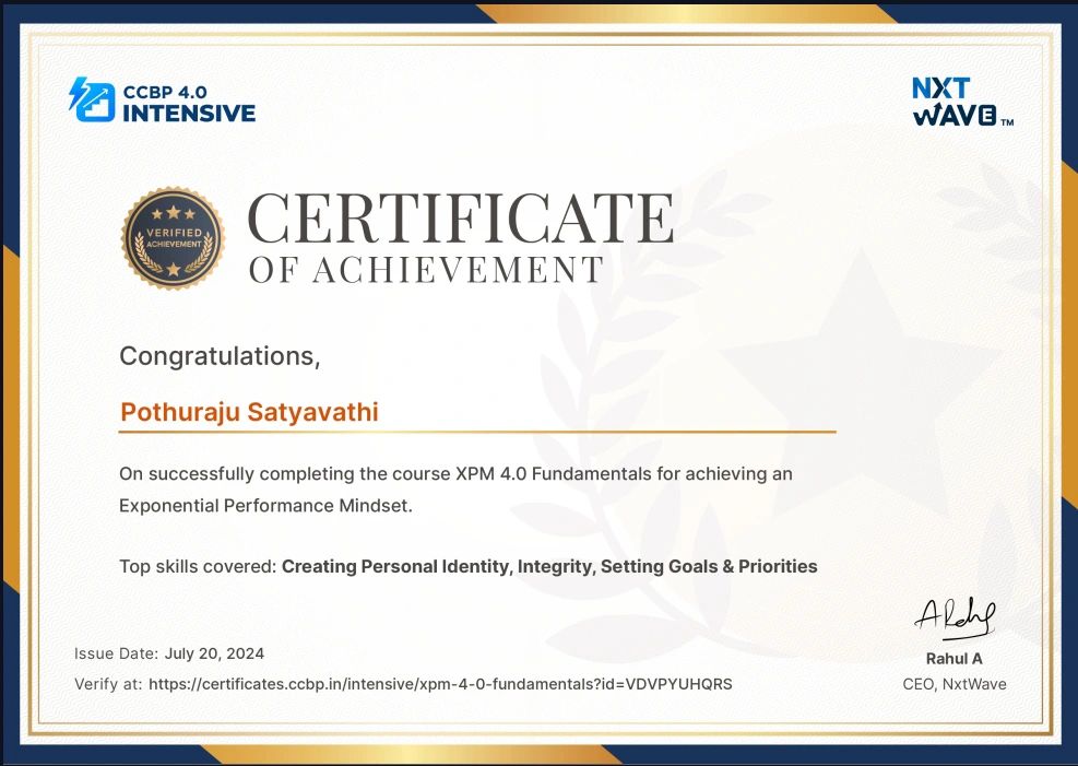 Satya Pothuraju on LinkedIn: #ccbp #coding #nxtwave #webdevelopment # ... Satya Pothuraju on LinkedIn: #ccbp #coding #nxtwave #webdevelopment # ...