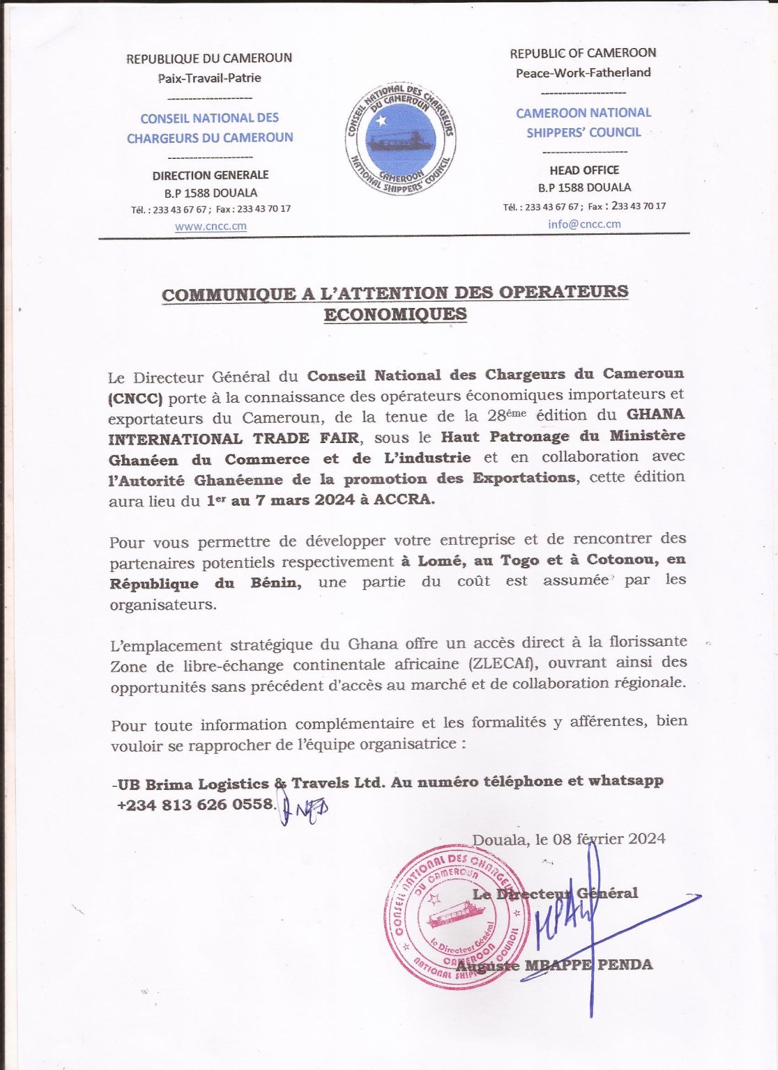 Conseil National des Chargeurs du Cameroun (CNCC) sur LinkedIn : 🔴 ... Conseil National des Chargeurs du Cameroun (CNCC) sur LinkedIn : 🔴 ...
