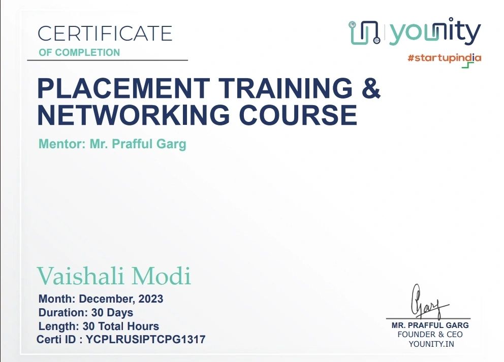 Vaishali modi on LinkedIn: #internship #careerdevelopment Vaishali modi on LinkedIn: #internship #careerdevelopment