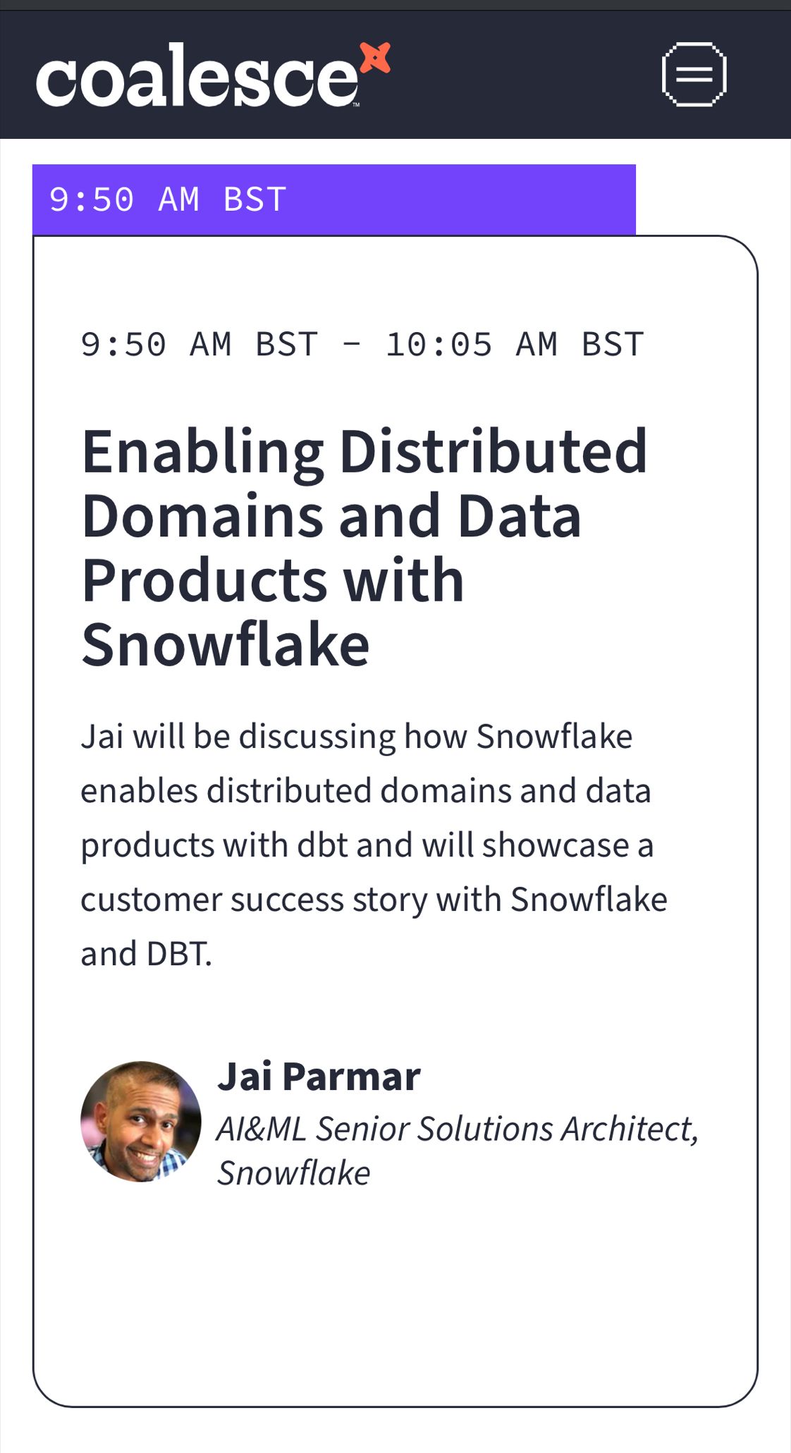 Jai Parmar on LinkedIn: #dbt #coalesce #london Jai Parmar on LinkedIn: #dbt #coalesce #london