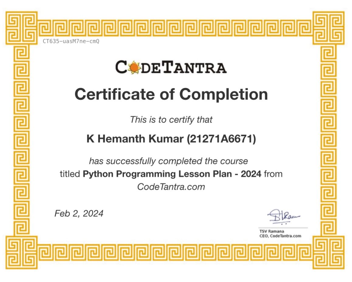 Hemanth kumar Kamilkari on LinkedIn: #pythonprogramming # ... Hemanth kumar Kamilkari on LinkedIn: #pythonprogramming # ...