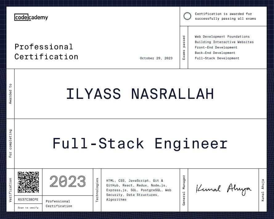 ILYASS NASRALLAH on LinkedIn: #fullstackengineer #codecademy # ... ILYASS NASRALLAH on LinkedIn: #fullstackengineer #codecademy # ...
