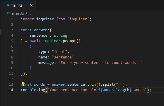 Taha Siraj on LinkedIn: #typescript #nodejs #inquirer #wordcounttool # ... Taha Siraj on LinkedIn: #typescript #nodejs #inquirer #wordcounttool # ...
