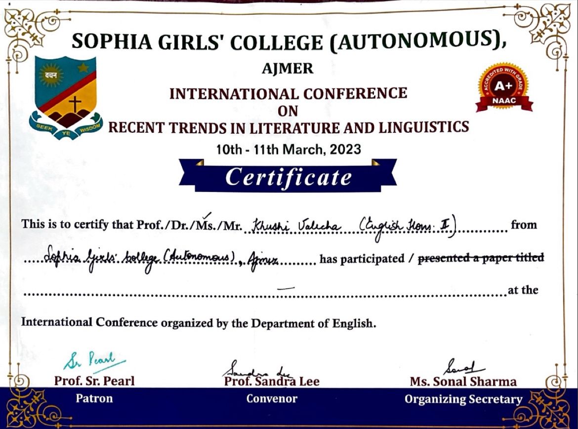 Khushi Valecha on LinkedIn: #literature #linguistics #conference Khushi Valecha on LinkedIn: #literature #linguistics #conference