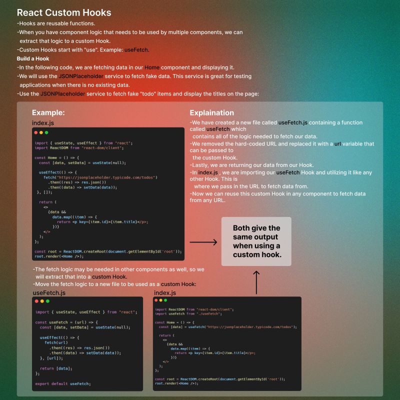 Arun Prasanth ⚡ on LinkedIn: #customhooks #reacthooks #reactjs # ... Arun Prasanth ⚡ on LinkedIn: #customhooks #reacthooks #reactjs # ...