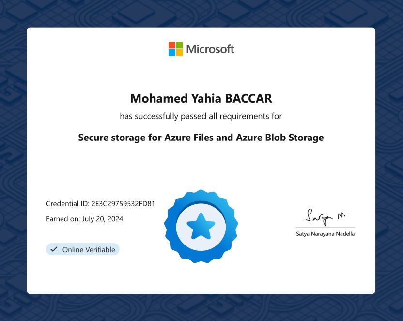 Mohamed Yahia BACCAR on LinkedIn: I just earned my first Microsoft ... Mohamed Yahia BACCAR on LinkedIn: I just earned my first Microsoft ...