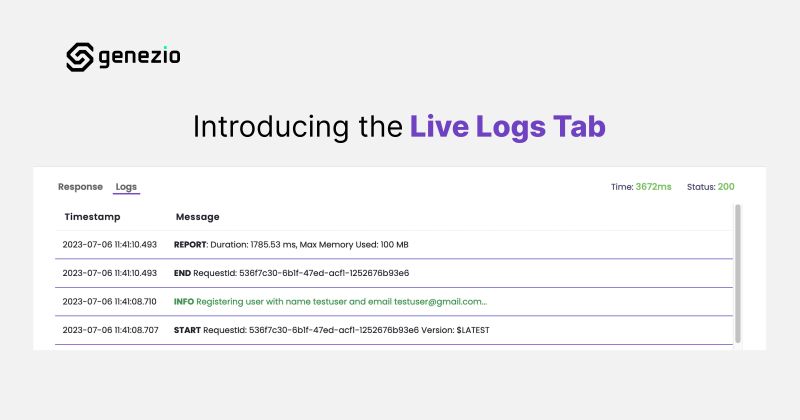 Genezio on LinkedIn: #genezio #live #logs #test #interface Genezio on LinkedIn: #genezio #live #logs #test #interface