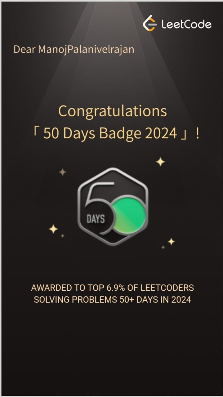 Manoj Palanivelrajan on LinkedIn: #leetcode #codingjourney # ... Manoj Palanivelrajan on LinkedIn: #leetcode #codingjourney # ...