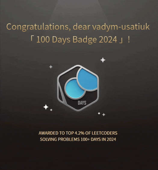 Vadym Usatiuk on LinkedIn: #100daysofcode #leetcode #coding # ... Vadym Usatiuk on LinkedIn: #100daysofcode #leetcode #coding # ...