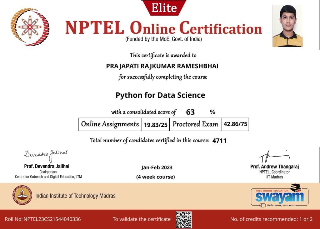 Rajkumar Prajapati on LinkedIn: #python #datascience #iitmadras #nptel Rajkumar Prajapati on LinkedIn: #python #datascience #iitmadras #nptel