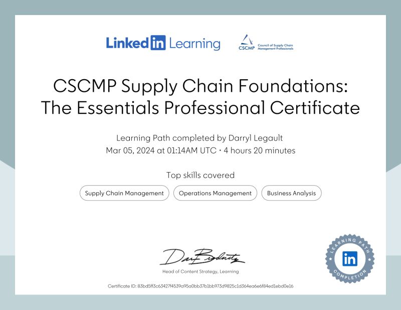 Darryl Legault on LinkedIn: Certificate of Completion Darryl Legault on LinkedIn: Certificate of Completion
