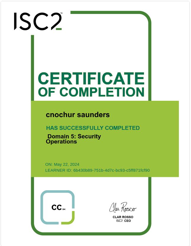 Cnochur Saunders on LinkedIn: Domain 5 Completed. Final Assessment to ... Cnochur Saunders on LinkedIn: Domain 5 Completed. Final Assessment to ...