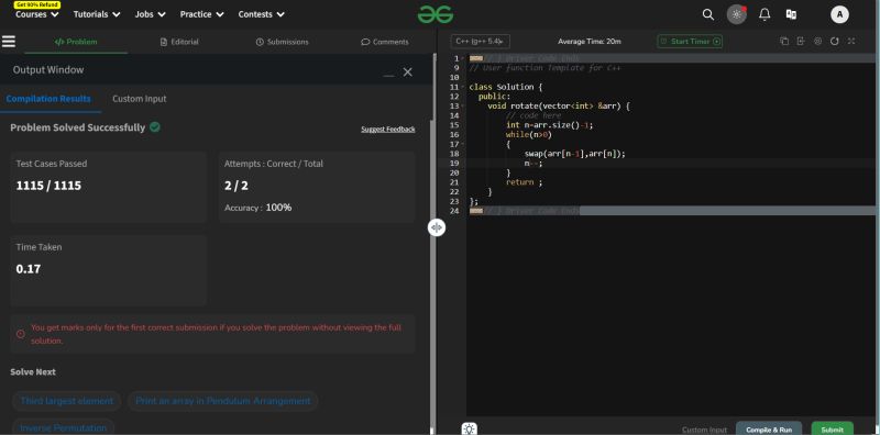 Ranajit Chattaraj on LinkedIn: Rotate the array by one position in ... Ranajit Chattaraj on LinkedIn: Rotate the array by one position in ...