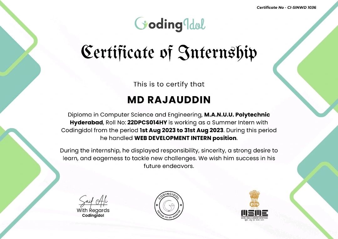 MD RAJAUDDIN on LinkedIn: CodingIdol MD RAJAUDDIN on LinkedIn: CodingIdol
