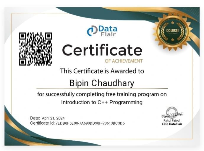 Bipin Chaudhary on LinkedIn: #cplusplus #dataflaircertified # ... Bipin Chaudhary on LinkedIn: #cplusplus #dataflaircertified # ...