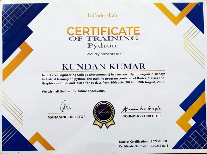 Kundan Kumar on LinkedIn: #industrialtraining #pythonprogramming # ... Kundan Kumar on LinkedIn: #industrialtraining #pythonprogramming # ...