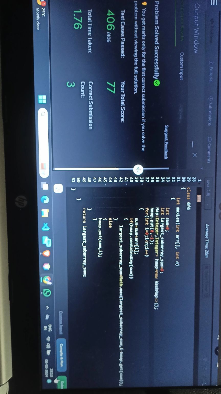 Shaik Irfan on LinkedIn: Topic:Hashing problem:longest subarray sum Shaik Irfan on LinkedIn: Topic:Hashing problem:longest subarray sum
