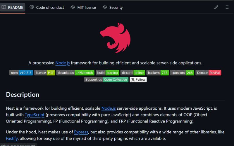 📚 Learning NestJS, a modern Node.js framework. Excited to explore its ... 📚 Learning NestJS, a modern Node.js framework. Excited to explore its ...