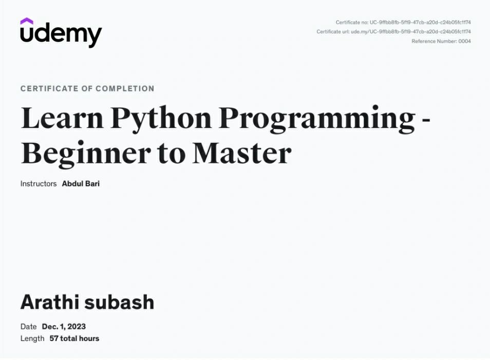 Arathi Subash on LinkedIn: #python #programming #udemy #learning Arathi Subash on LinkedIn: #python #programming #udemy #learning