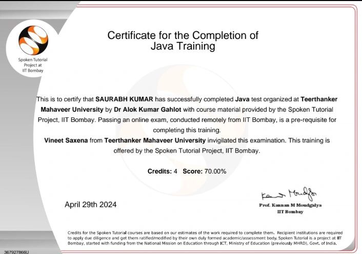 Saurabh Kumar on LinkedIn: #java #training #mca #tmu #iitbombay #spoken ... Saurabh Kumar on LinkedIn: #java #training #mca #tmu #iitbombay #spoken ...